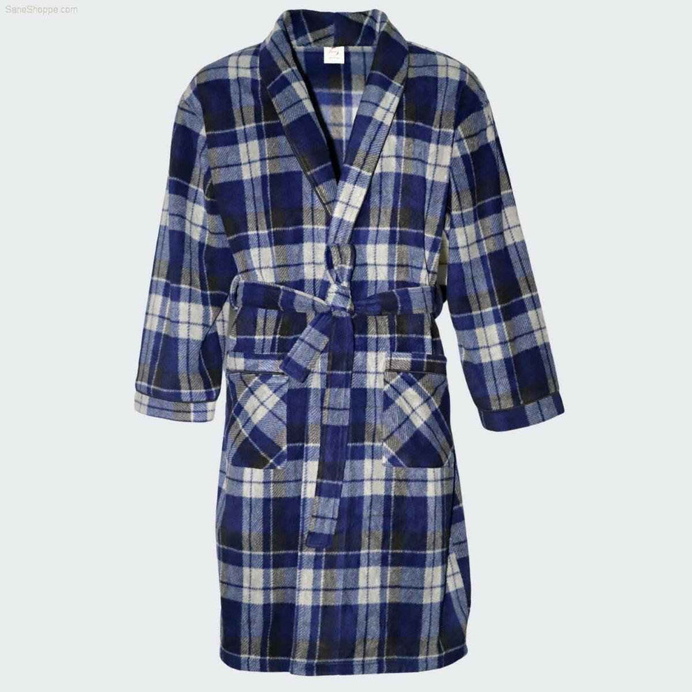 Men's Fleece Dressing Gown - Soft Warm Checkered Pattern – The Foalyard